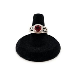 Jewelry | New Gold Plated Swarovski Crystal Halo Ruby Ring | Poshmark